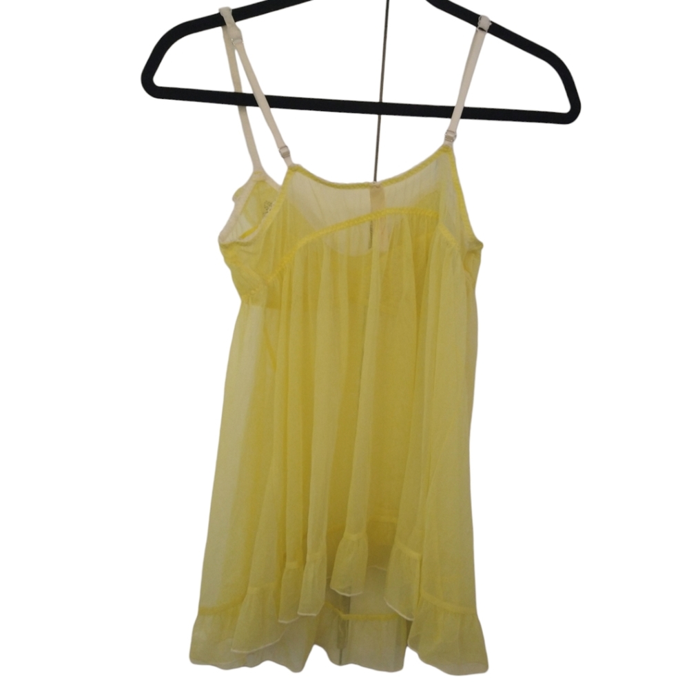 Victoria's Secret Yellow White Sheer Mesh Chemise. Me… - Gem